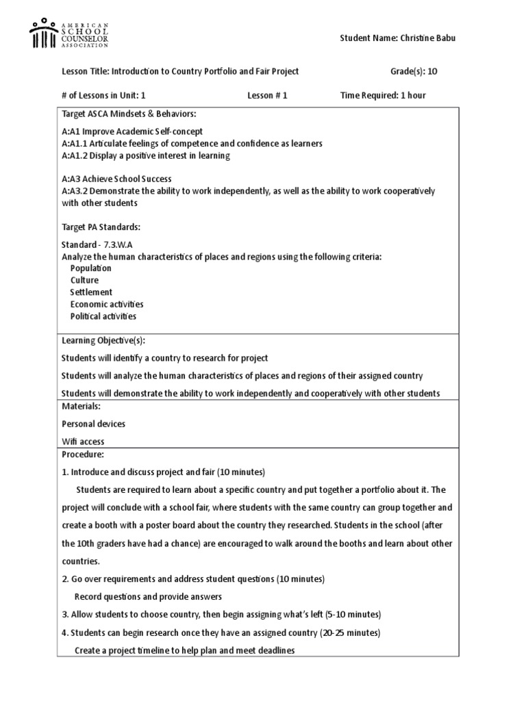 Multicultural Lesson Plan 1 | PDF | School Counselor | Lesson Plan