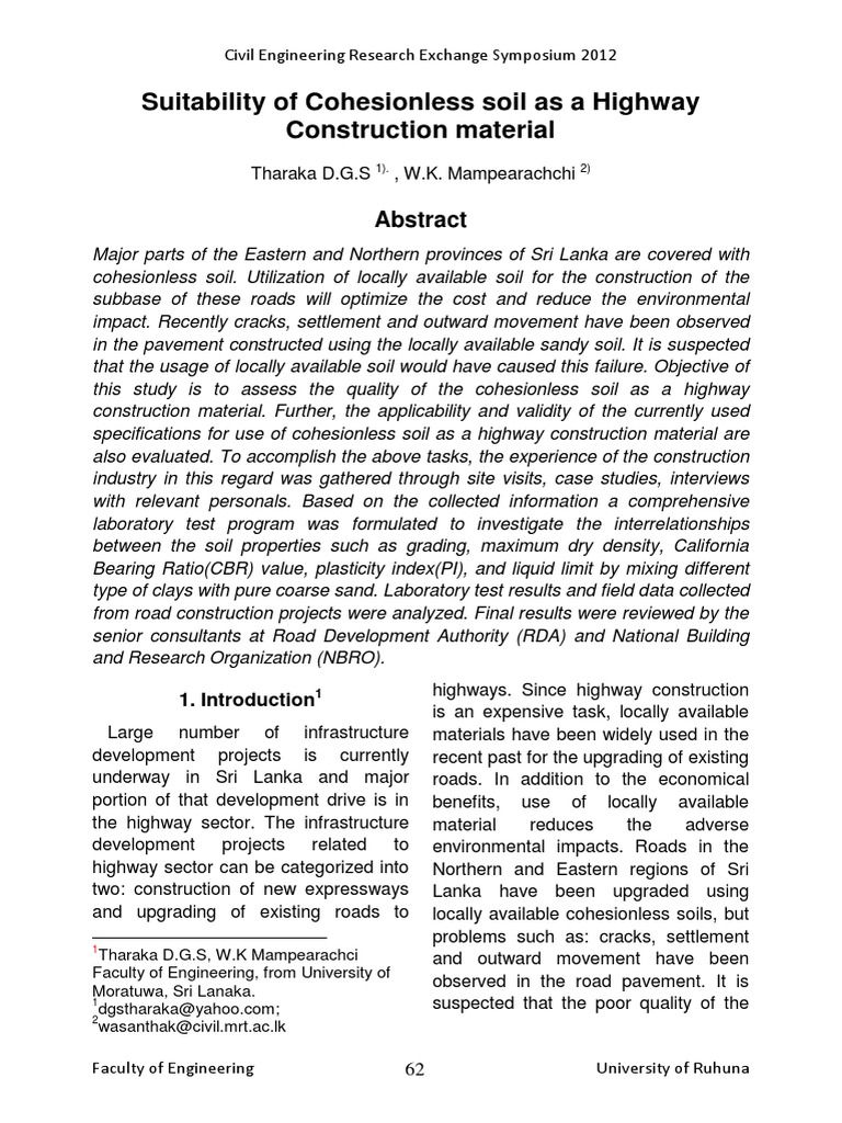 16-Suitability of Cohesionless Soil As A Highway | PDF | Road | Clay