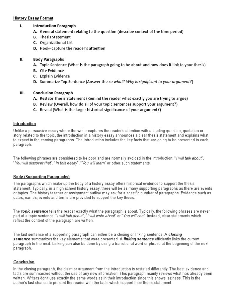 History Essay Format | PDF | Essays | Argument