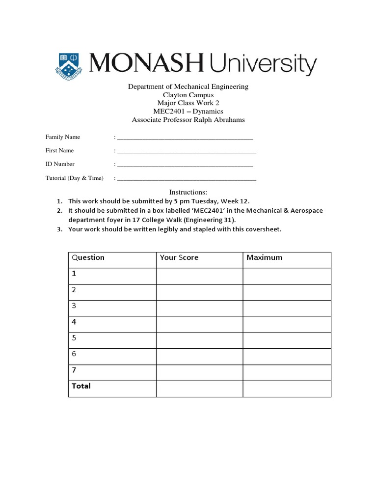 Major Class Work 2 | PDF | Velocity | Acceleration