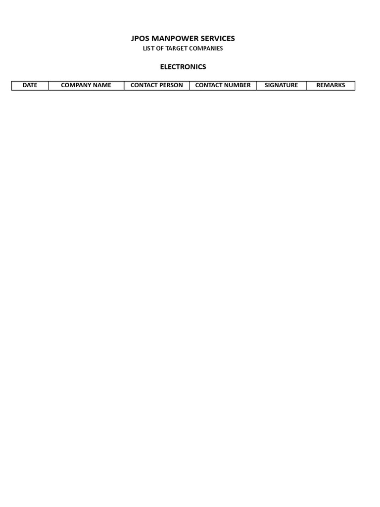 Electronics Target Companies List | PDF