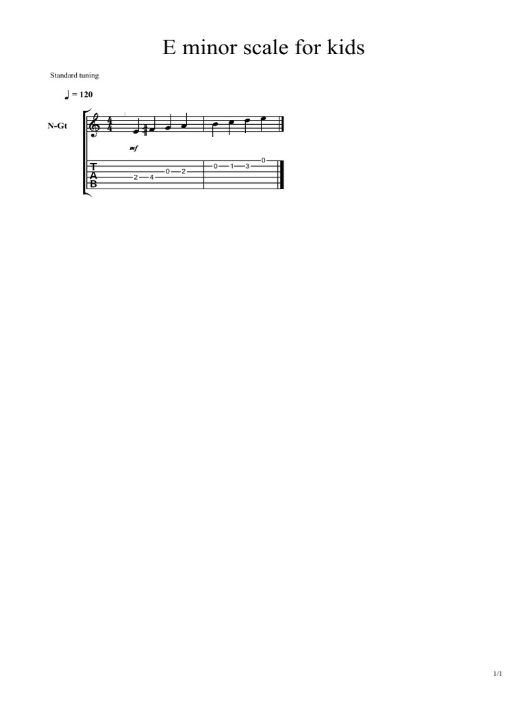 E Minor Scale For Kids | PDF