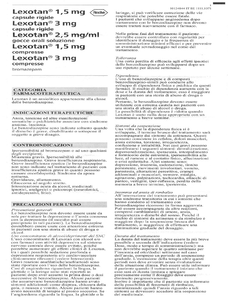 Lexotan Gocce Foglietto Illustrativo | PDF