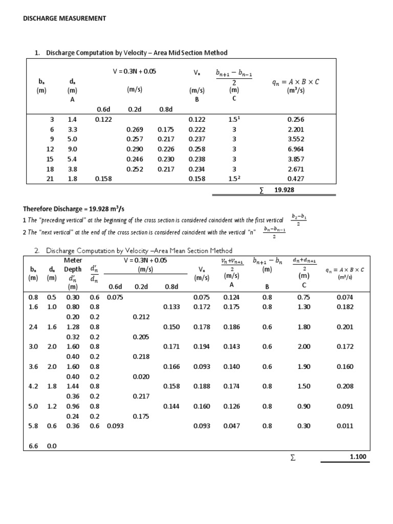 River Discharge Measurement | PDF | Continuum Mechanics | Applied And ...