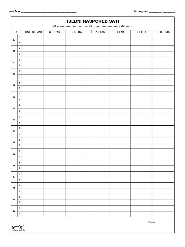 Tjedni Raspored Sati | PDF