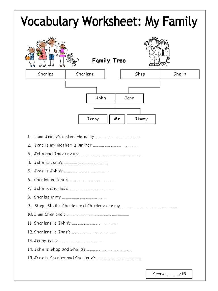 Vocabulary Worksheet My Family Easy | PDF