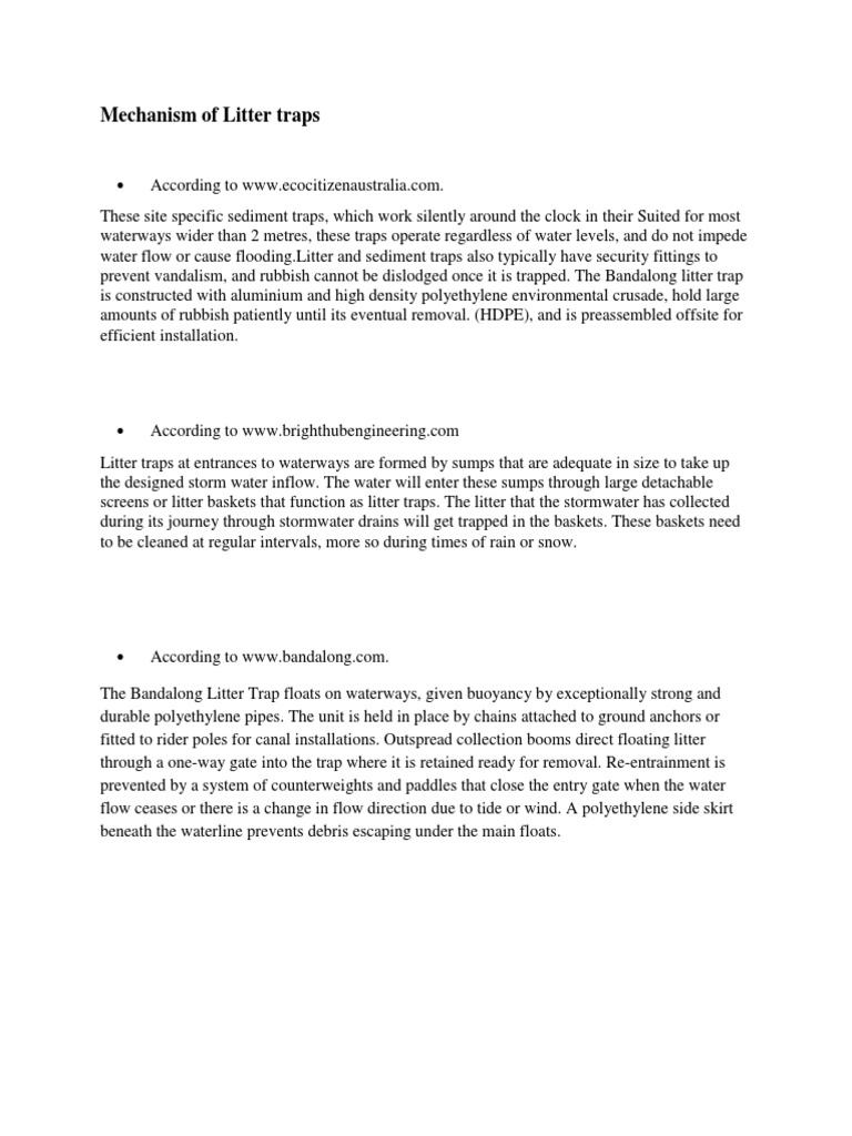Mechanism of Litter Traps | PDF | Hydrology | Nature