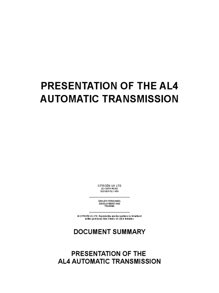 AL4 Automatic Transmission | PDF | Automatic Transmission ...