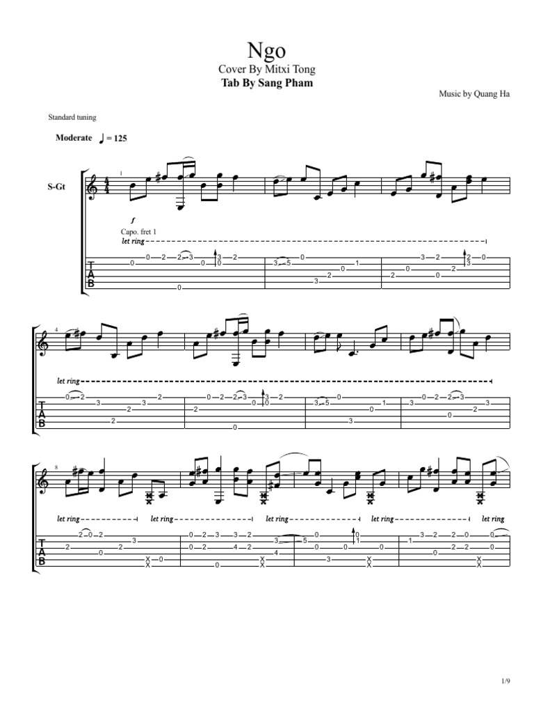 Guitar Tab for "Ngo" by Quang Ha | PDF | Guitar Family Instruments ...