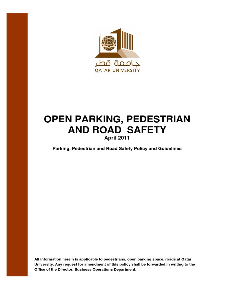 Qatar University Parking Safety Guidelines | PDF | Pedestrian Crossing ...