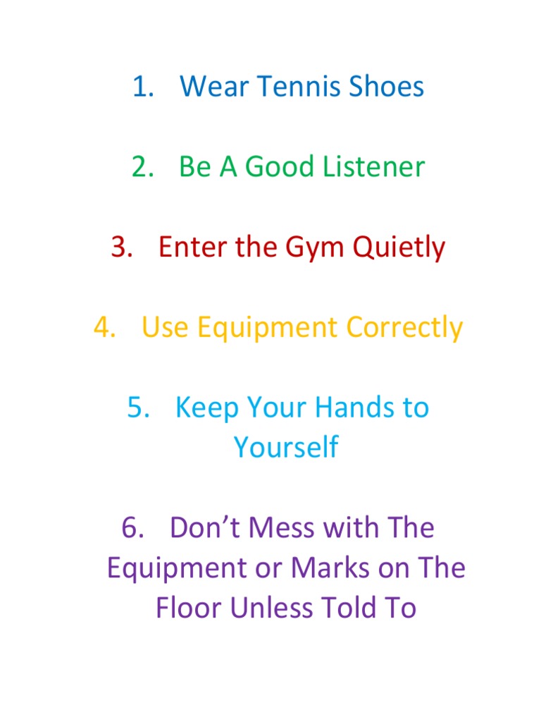 Elementary Pe Classroom Rules | PDF