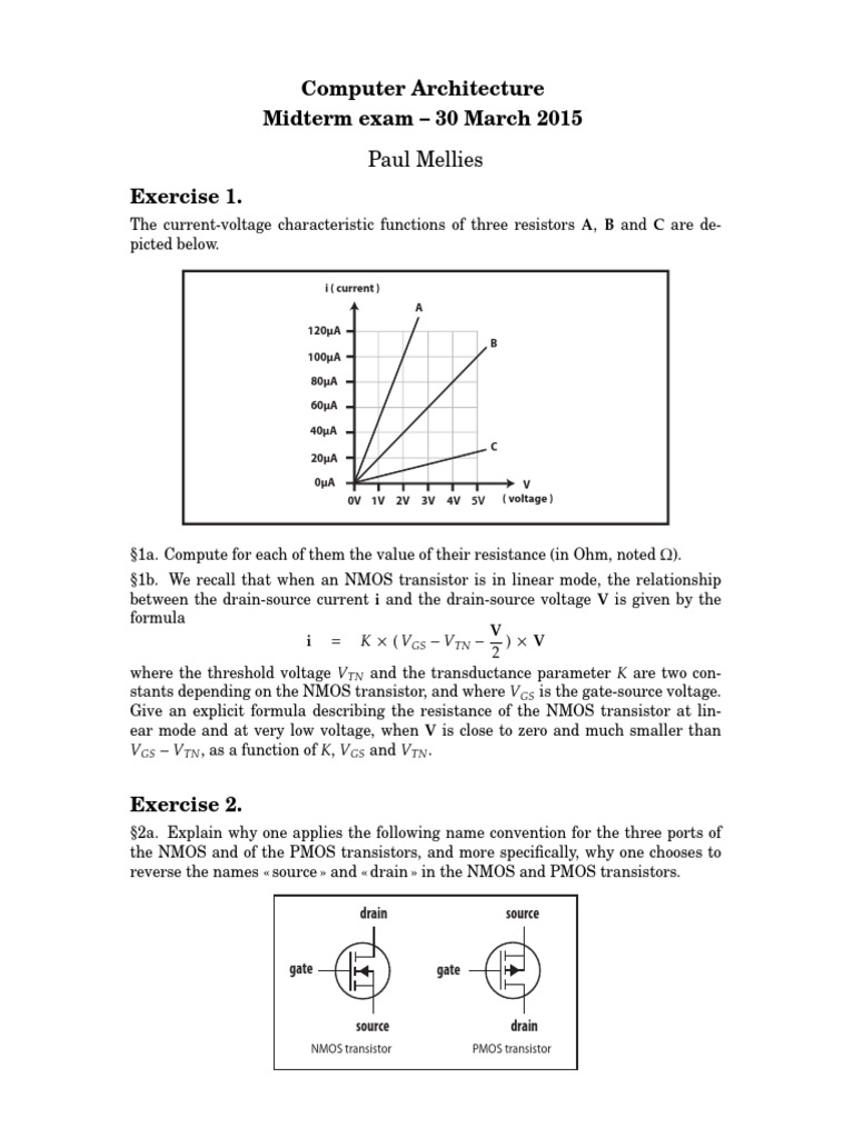Analysis of a Computer Architecture Midterm Exam | PDF | Cmos | Mosfet