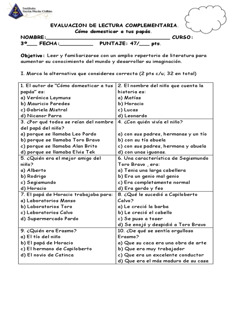 Evaluacion Como Domesticar A Tus Papas | PDF Evaluacion Como Domesticar A Tus Papas | PDF