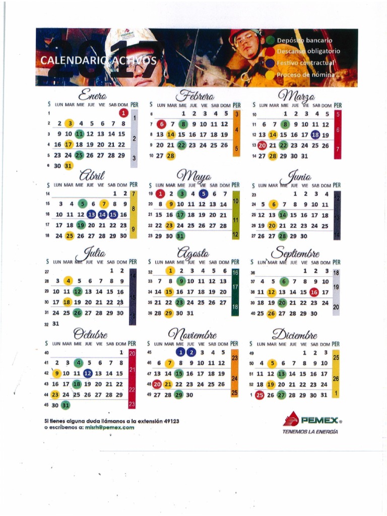 Calendario PEMEX 2017 | PDF