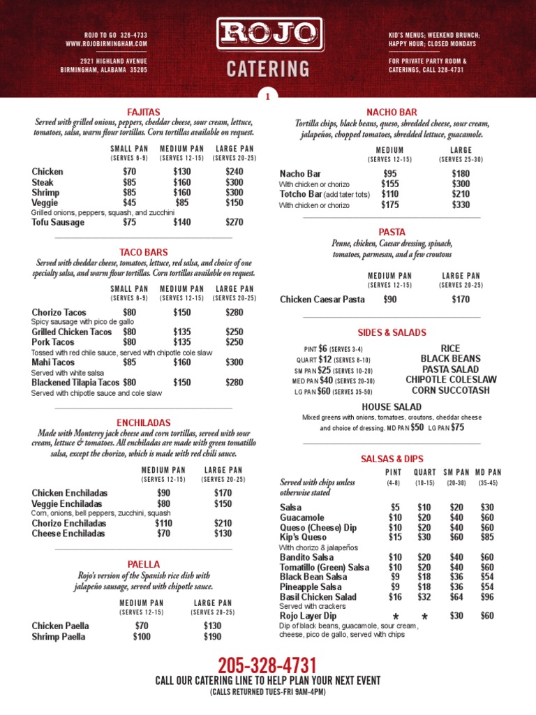 Rojo Catering | Salad | Food And Drink | Free 30-day Trial | Scribd