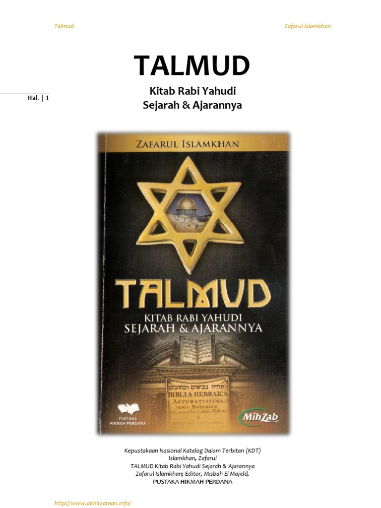 TALMUD Kitab Rabi Yahudi, Sejarah Dan Ajarannya | PDF