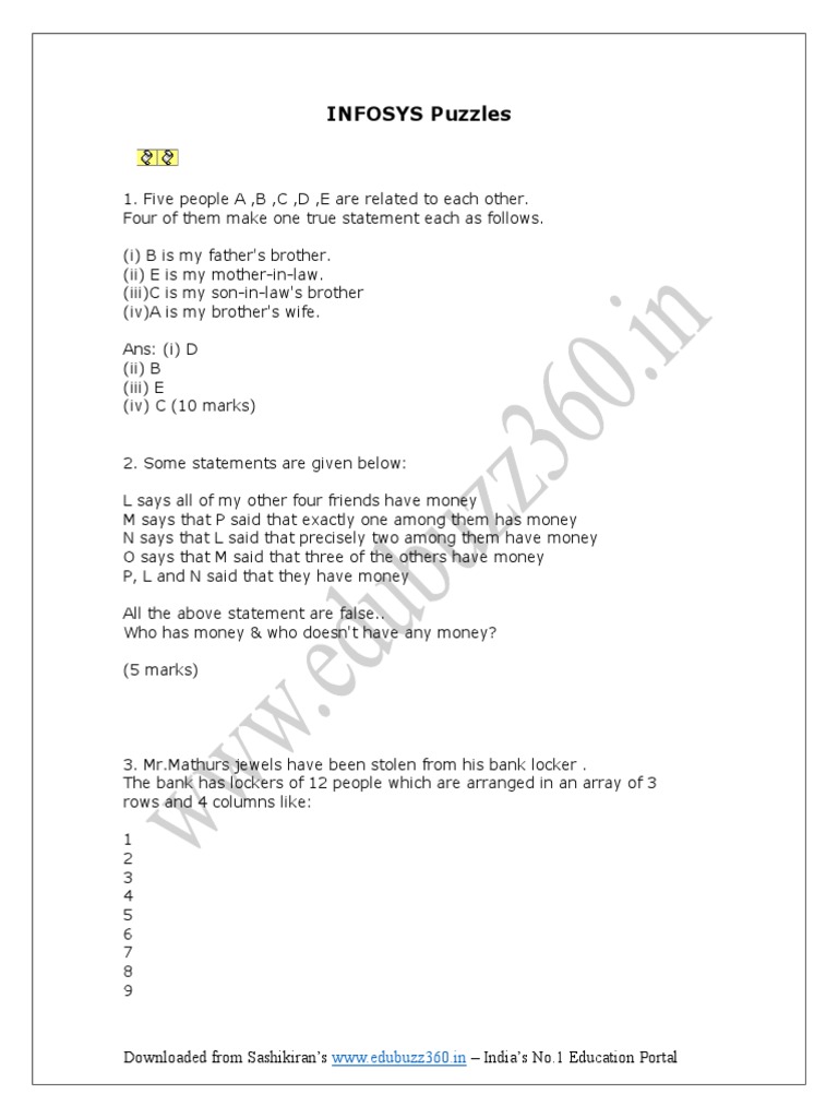 INFOSYS Puzzles Part2 | PDF | Evaporation | Nature