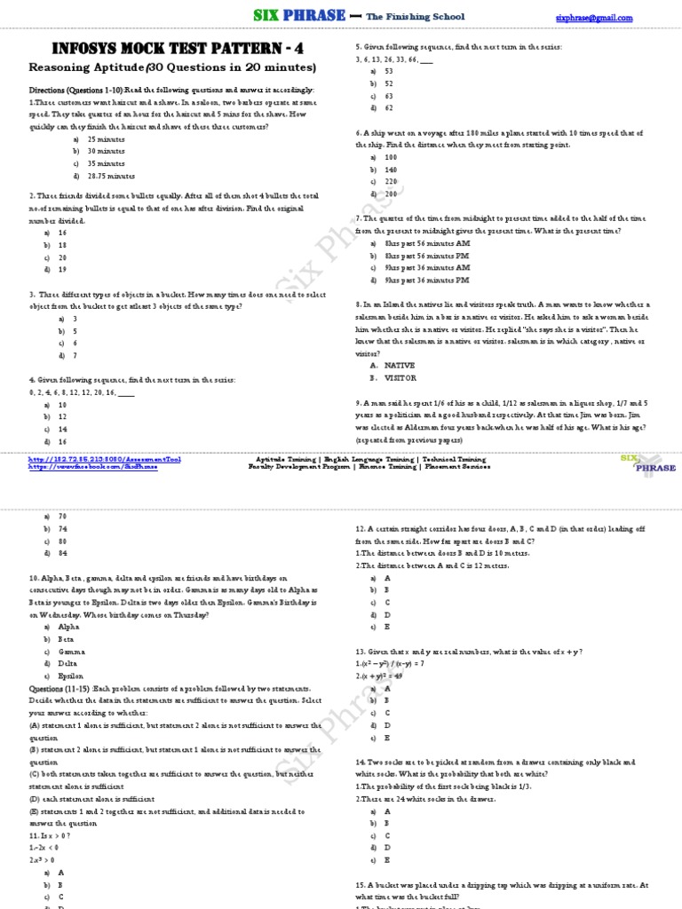 Infosys Question Paper 4 | PDF | Inference | Consciousness