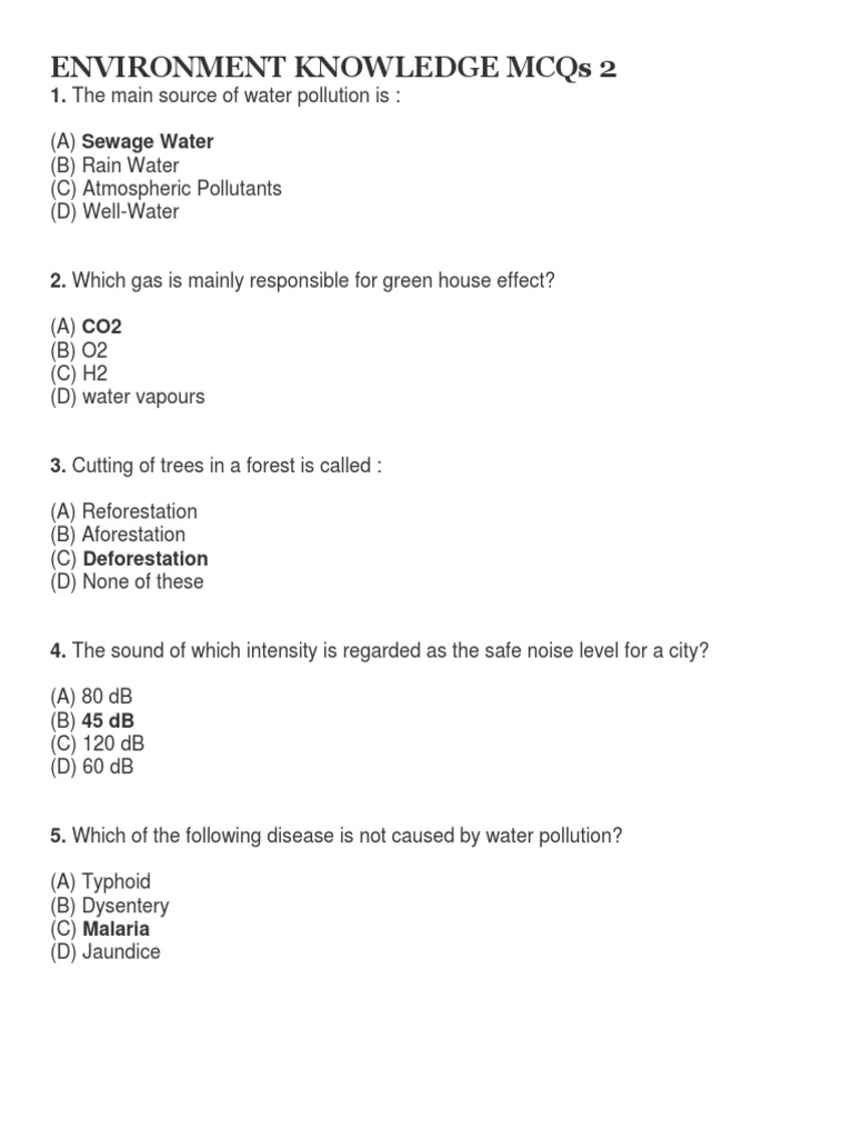 Environment Knowledge Mcqs 2 | PDF | Ecosystem | Soil