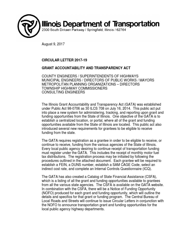 Circular Letter 2017-19 Grant Accountability and Transparency Act | PDF ...