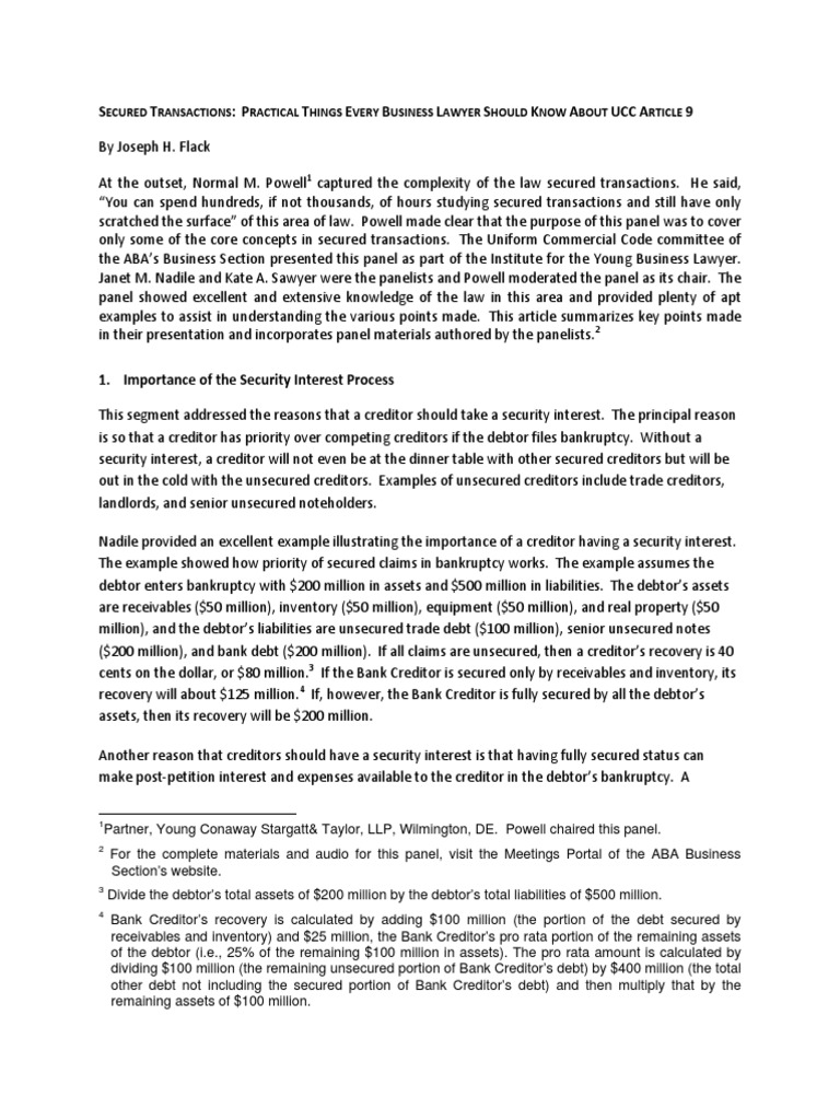 Practicle Article 9 UCC | PDF | Security Interest | Uniform Commercial Code