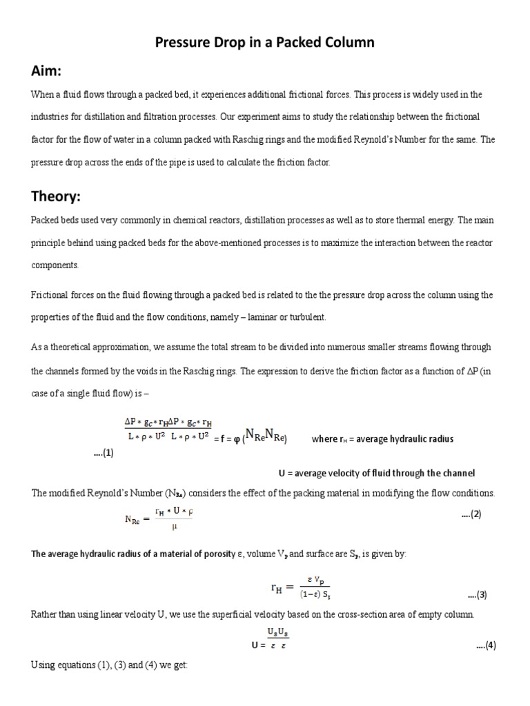 Packed Column Pressure Drop Analysis | PDF | Fluid Dynamics | Turbulence