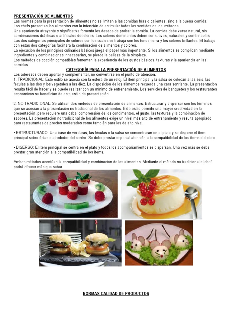 Presentación de Alimentos | PDF | Salsa | Alimentos
