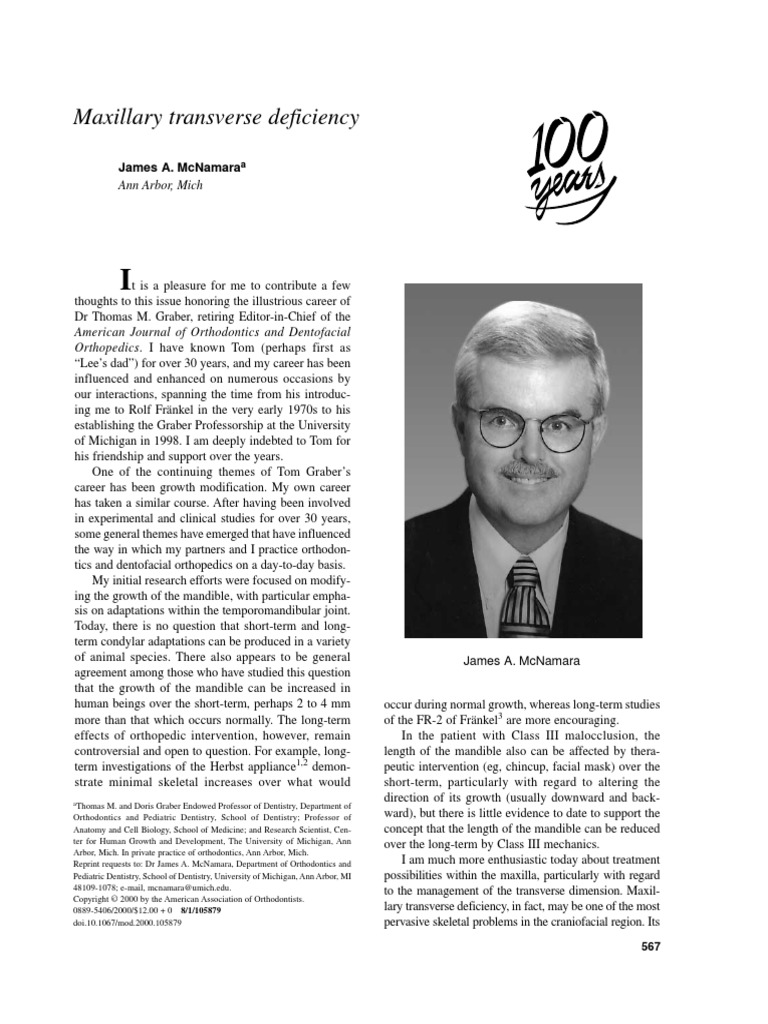 Maxillary Transverse Deficiency | PDF | Orthodontics | Dentistry Branches