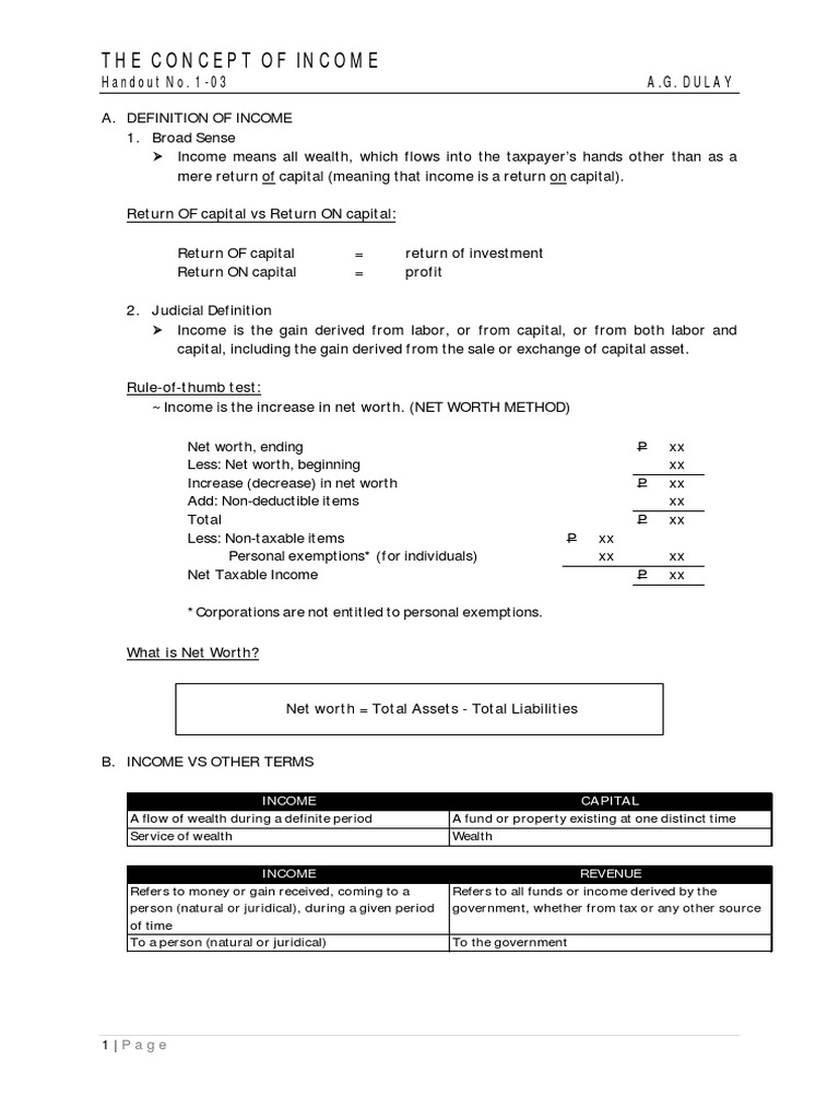 Income Taxation Handout No. 1-03 PDF | PDF | Tax Deduction | Taxpayer
