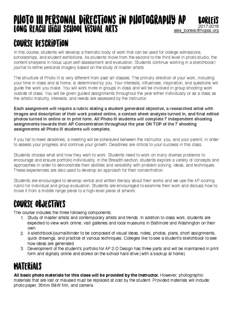 Photo III:Personal Directions in Photography AP: Long Reach High School ...