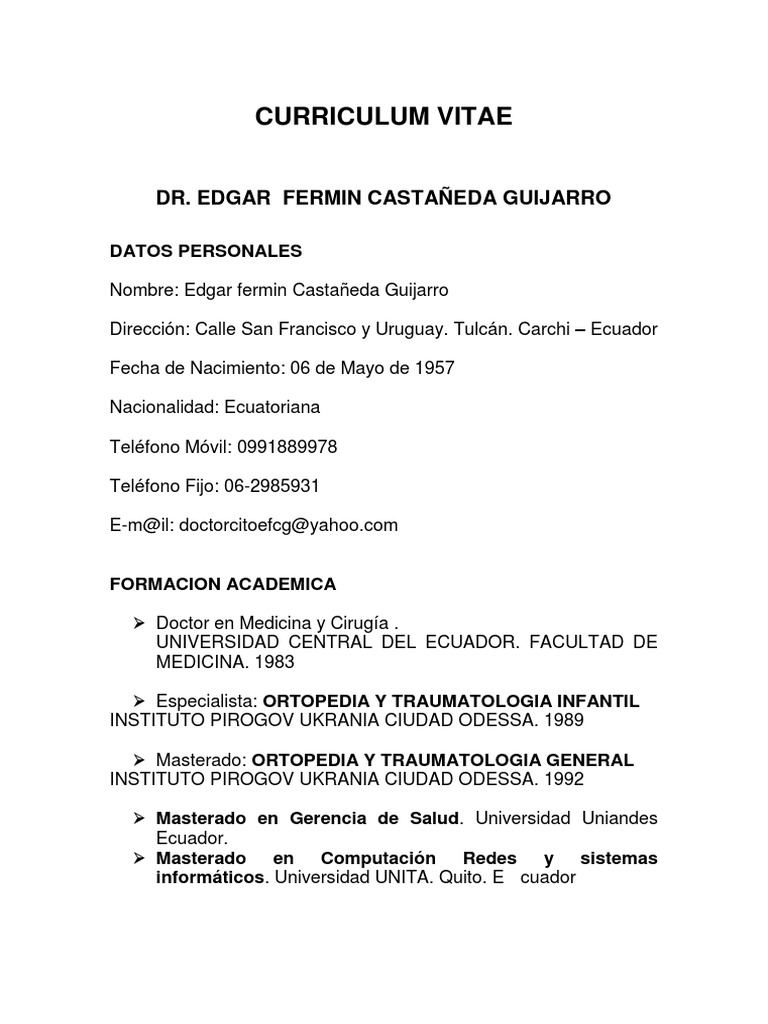 Curriculum Casta | PDF