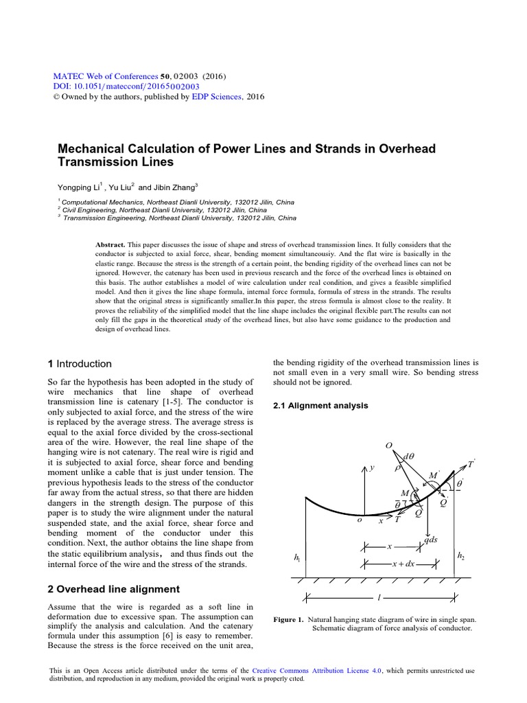 Mechanical Calculation of Power Lines | Download Free PDF | Bending ...