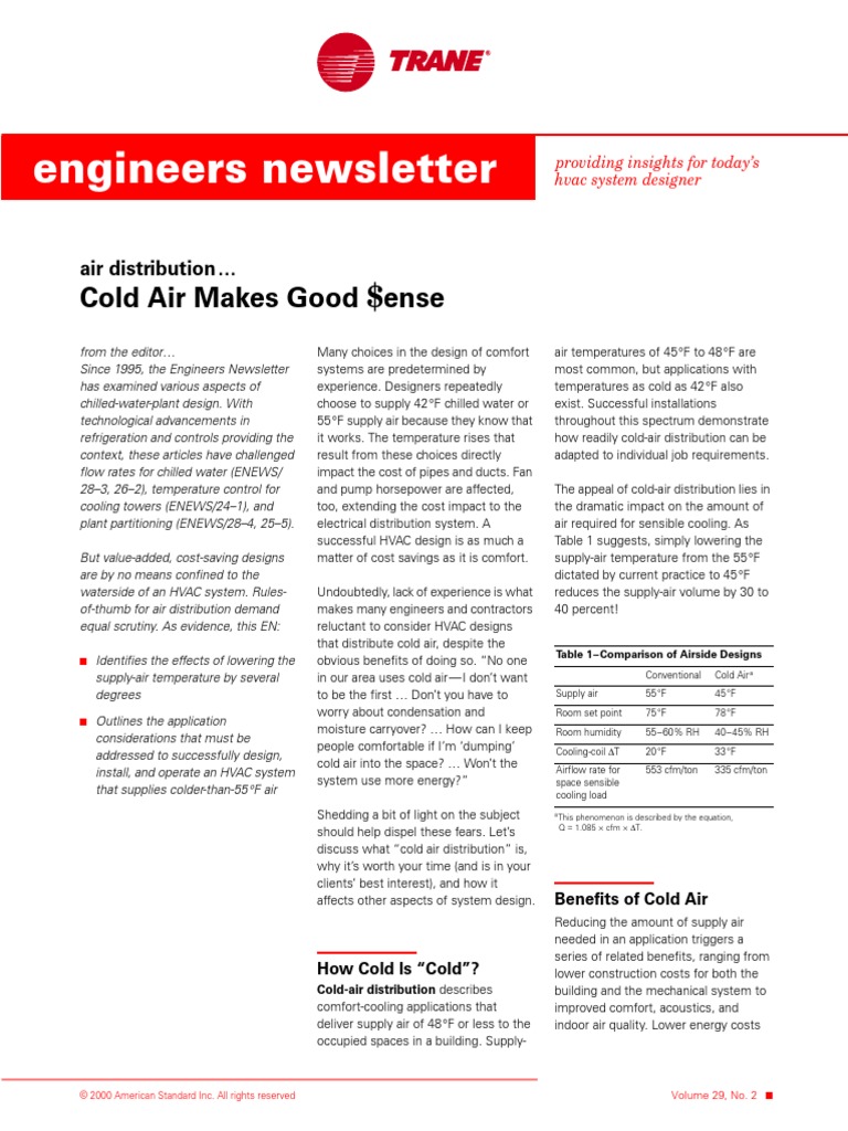 Engineers Newsletter Air Distribution Cold Air Makes Good Sense | PDF ...