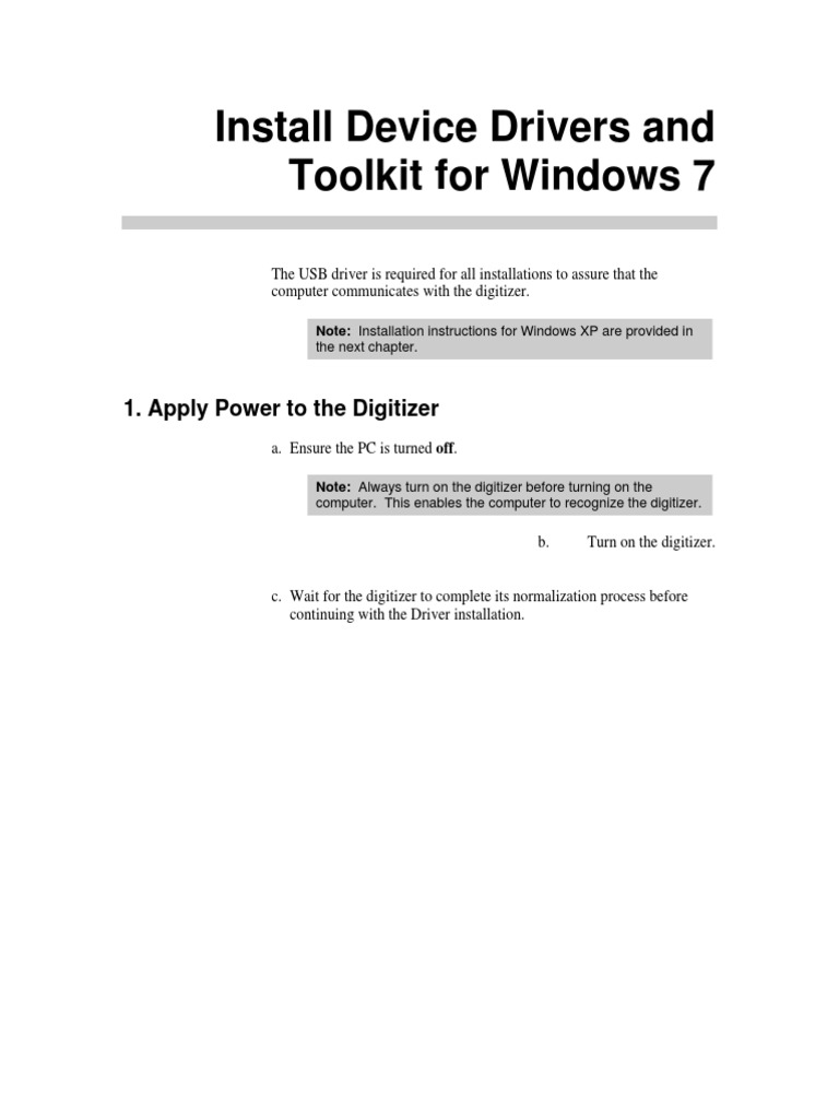 Installation Instructions for VIDAR Advantage Series Digitizers Drivers and Toolkit for Windows ...