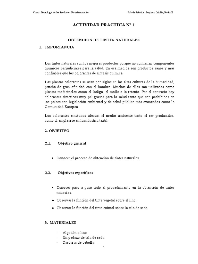 Actividad Practica 1 | PDF | Seda | Productos quimicos
