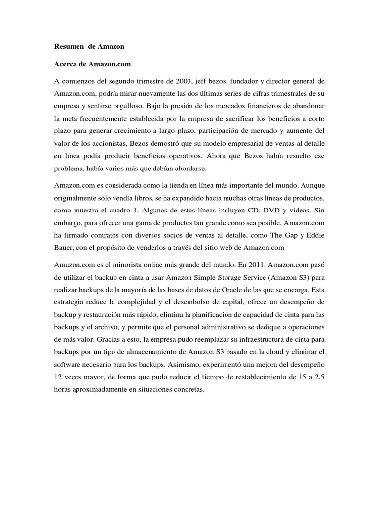 Resumen de Amazon | PDF | Amazon.Com | Business