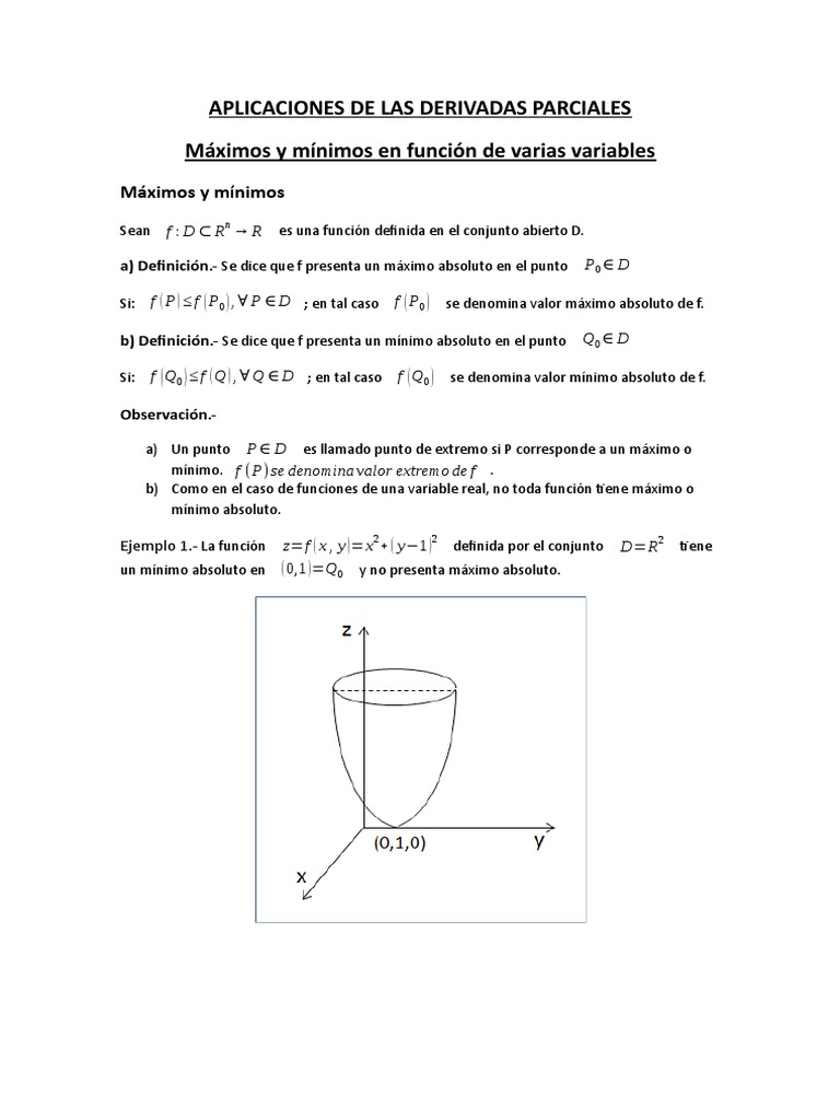 Aplicaciones de Las Derivadas Parciales | PDF | Máximos y mínimos | Función (Matemáticas)