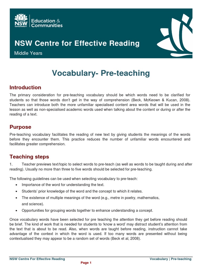 Pre Teach Vocab | Reading Comprehension | Psychological Concepts