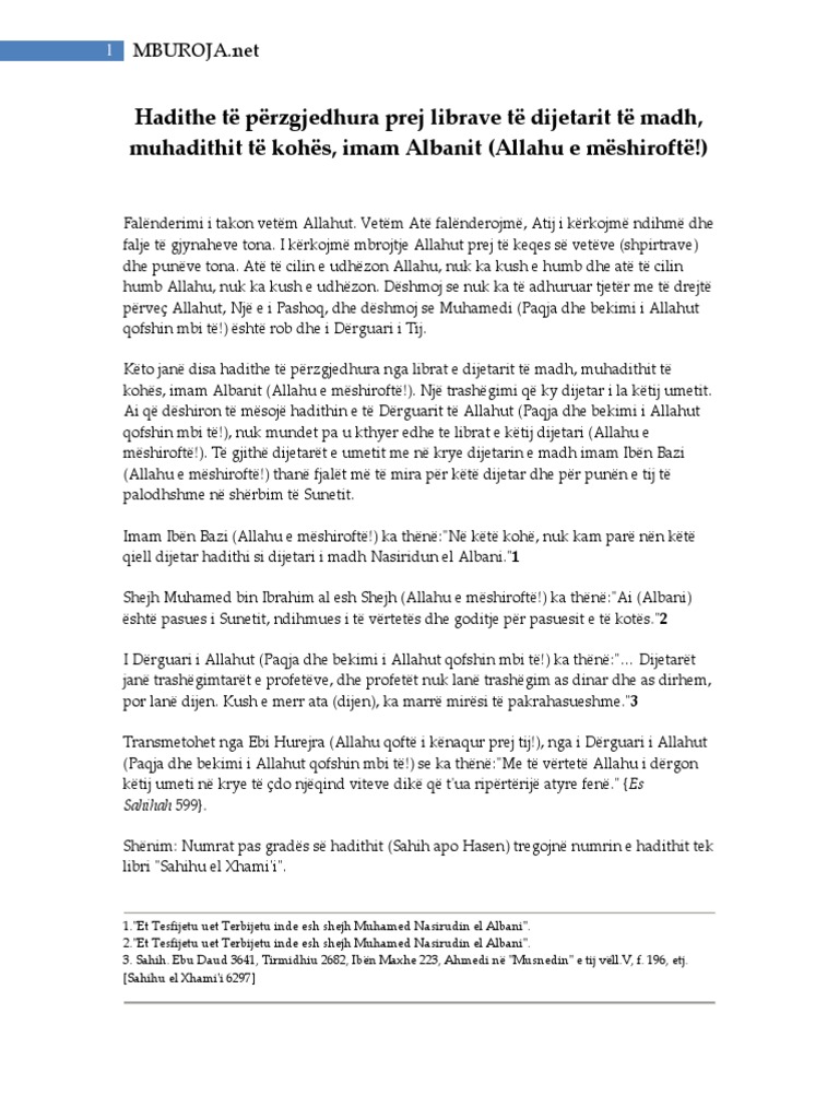 Hadithe Te Perzgjedhura | PDF