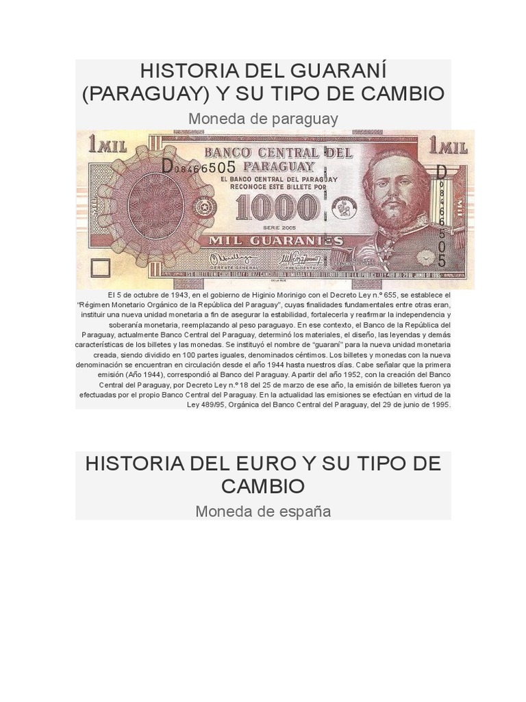 Historia Del Guaraní | Descargar gratis PDF | Euro | Notas (finanzas)