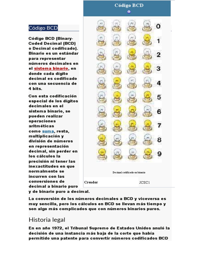 Código BCD | PDF | Decimal codificado en binario | Lexicología