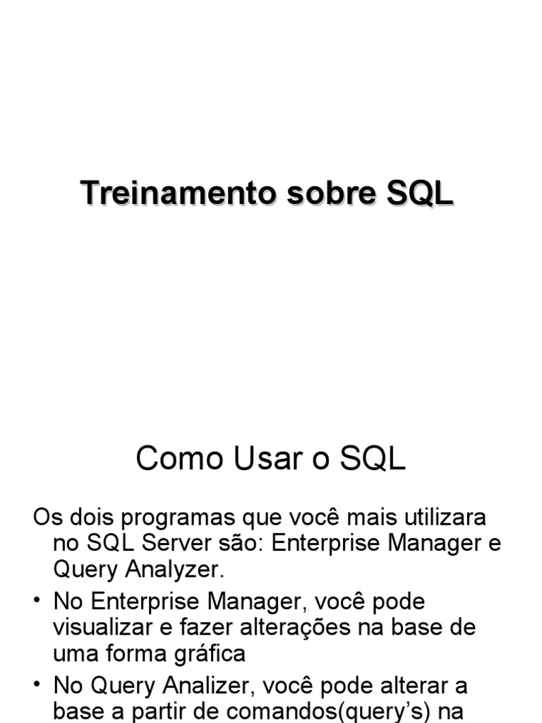 Guia Completo de SQL no SQL Server | PDF | SQL | Tabela (banco de dados)