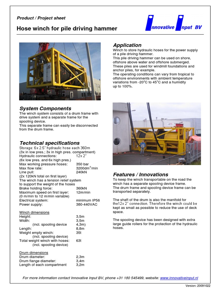 Hydraulic Hose Winch for Pile Driving | PDF | Deep Foundation ...