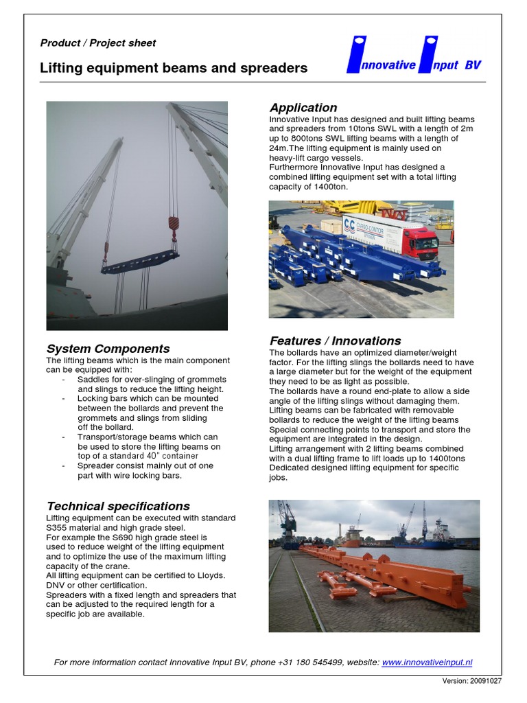 Leaflet Lifting Equipment Beams and Spreaders PDF | PDF | Crane ...