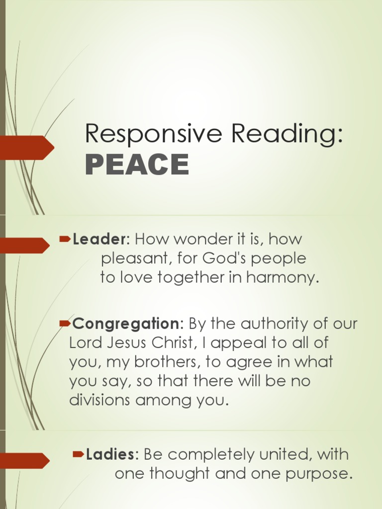 Responsive Reading Peace | PDF | Solomons | Religion And Belief