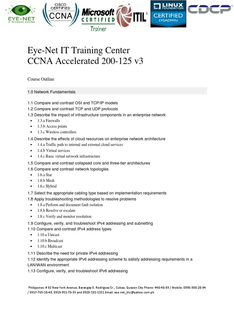 Ccna Course Outline Eyenet Ittc | PDF | Network Switch | I Pv6