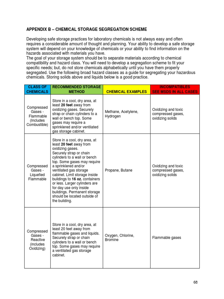 Chemical Storage Segregation Guide | PDF | Acid | Sodium Hydroxide