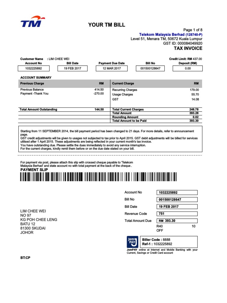 Your TM Bill: Tax Invoice | PDF | Invoice | Debit Card