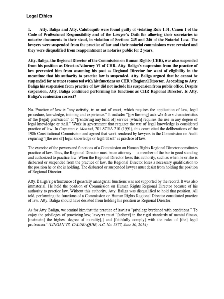 Legal Ethics Cases on Conflicts of Interest and Unethical Conduct | PDF ...