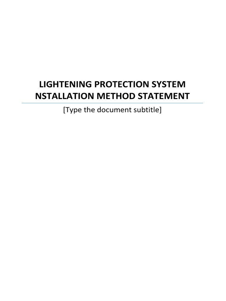 Method Statement For Lightening Protection System Installation Pdf